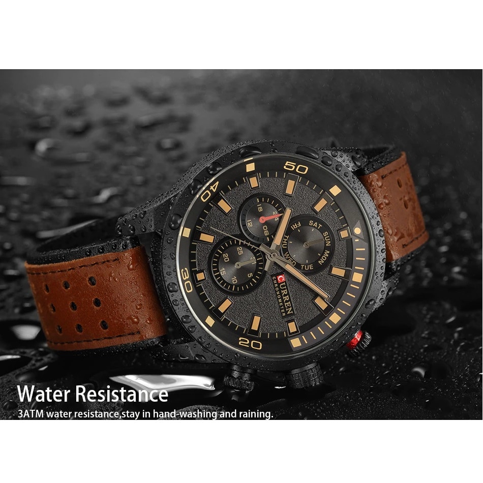 Ceas Curren pentru barbati, cuart, analog, curea din piele - eMAG.ro