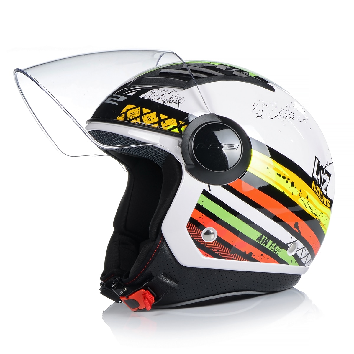 Casca moto LS2, OF562 Ronnie Airflow Long, Policarbonat, Alb verde, S ...
