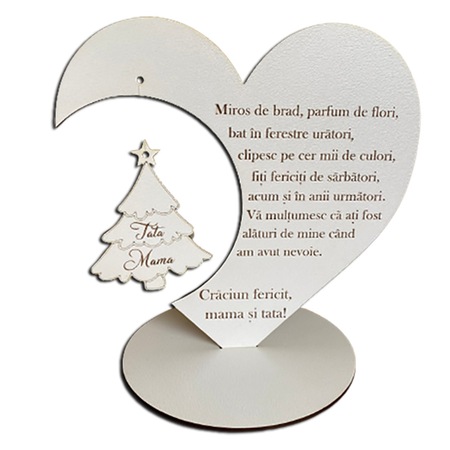 Decoratiune pentu Mama si Tata, inima cu mesaj de Craciun, ArtemisGift ...