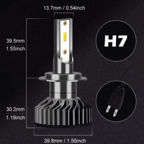 Set 2 becuri LED H7 F2 cob Canbus, 100W, lumina alb-rece, 12.000 lumeni ...