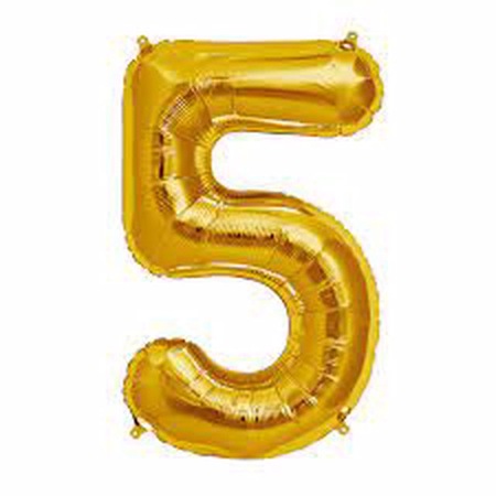Balon cifra 5 Auriu, folie 81 cm, It's Party Time - eMAG.ro