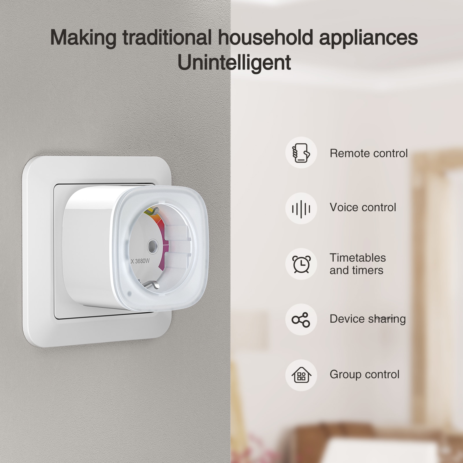 Priza inteligenta Gosund EP8, Wi-Fi, 16A, 3680W, control aplicatie ...