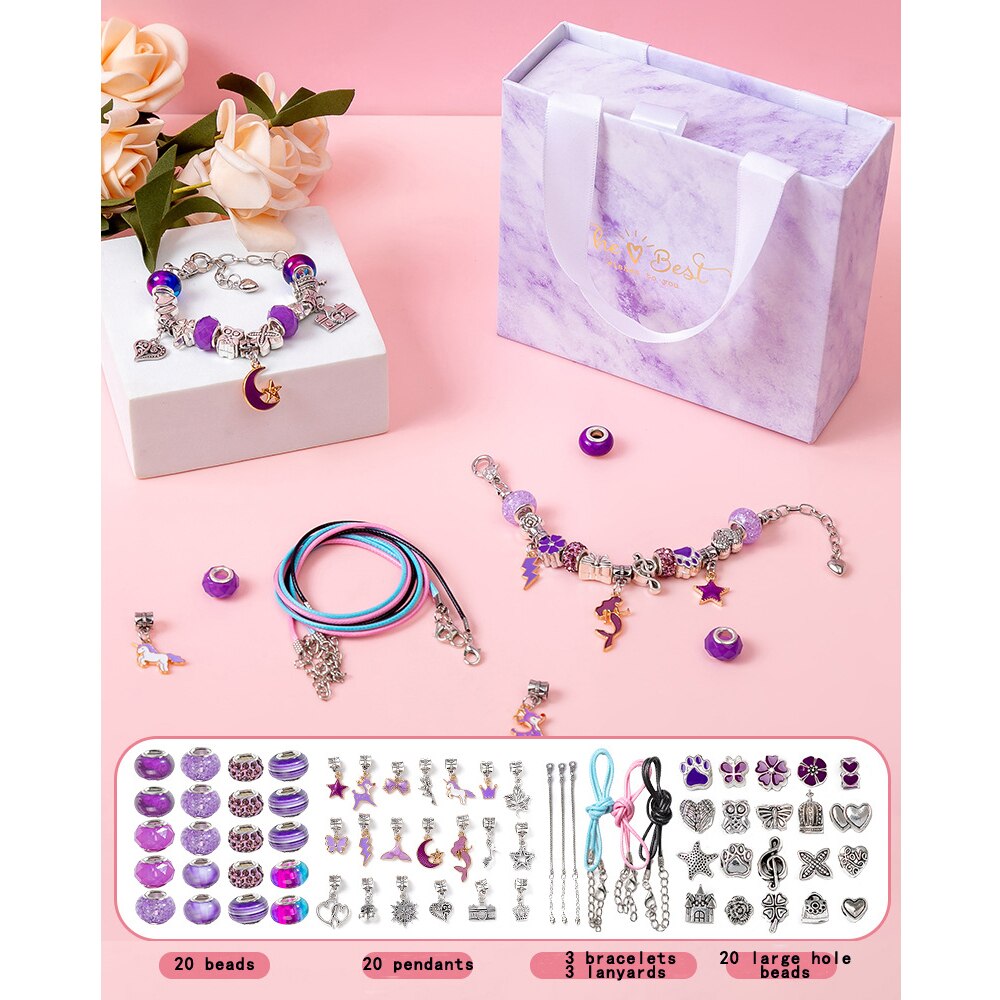 Set 66 piese fabricare bratari DIY, MorFansi, bratari lungime 21cm ...