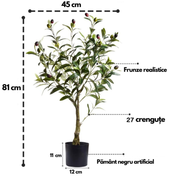 Maslin Artificial cu Ghiveci Rezistent, Frunze si Ramuri Realiste ...