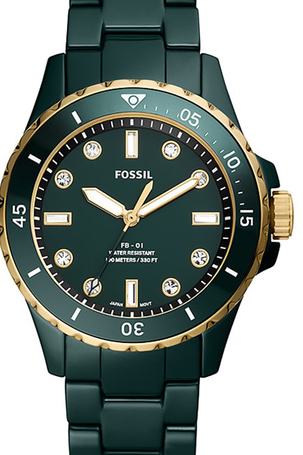Fossil, Ceas analog cu bratara ceramica, Verde inchis - eMAG.ro