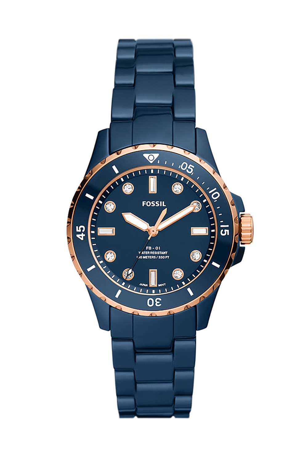 Fossil, Ceas analog cu bratara ceramica, Albastru inchis - eMAG.ro