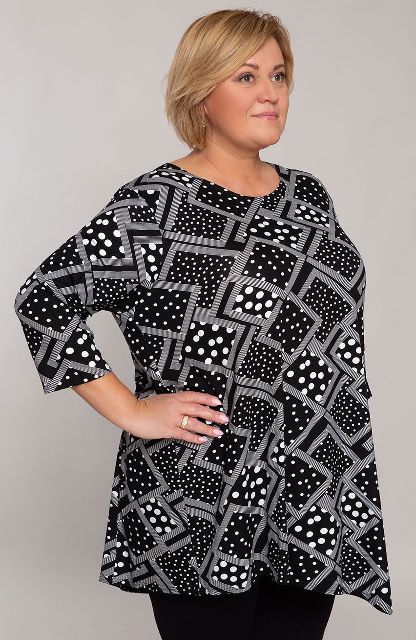 Tunica larga asimetrica colorata, asimetrica, MDR24, model cu patrate ...