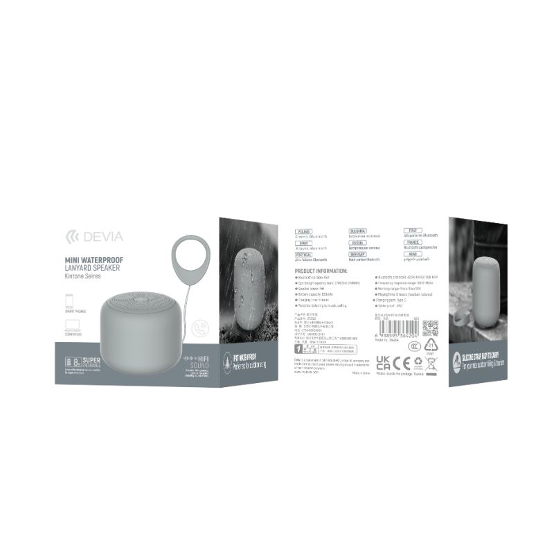 Boxa portabila Devia Kintone Series Mini Waterproof Bluetooth Grey ...