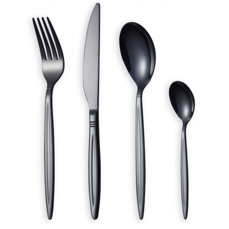 Set tacamuri din inox 24 piese, Grunberg, BL386B24, Negru - eMAG.ro