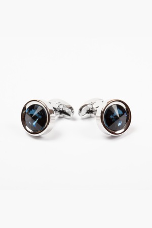 Set butoni pentru camasa premium rotunzi argintii cu cristal Swarovski ...