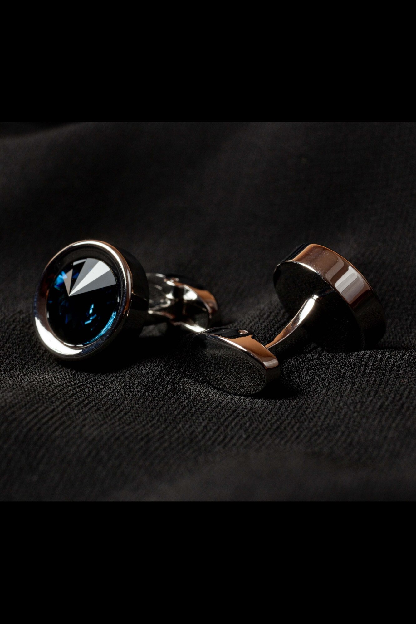 Set butoni pentru camasa premium rotunzi argintii cu cristal Swarovski ...