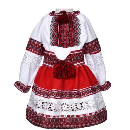 Costum Popular Muntenia pentru fete, rosu, 3 ani - eMAG.ro