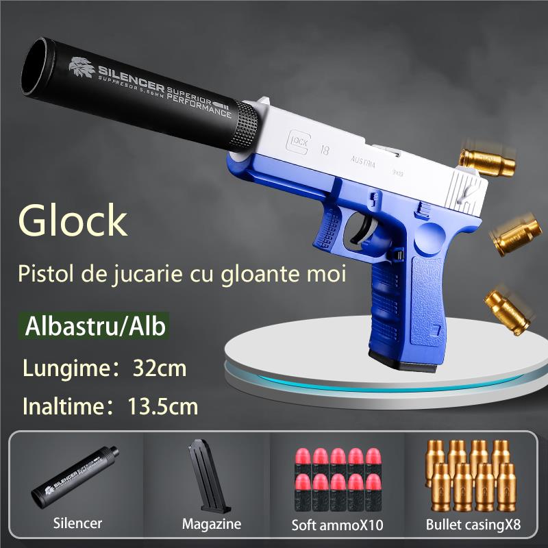Pistol de jucarie cu gloante moi, Incarcare manuala, Ejectarea carcasei ...