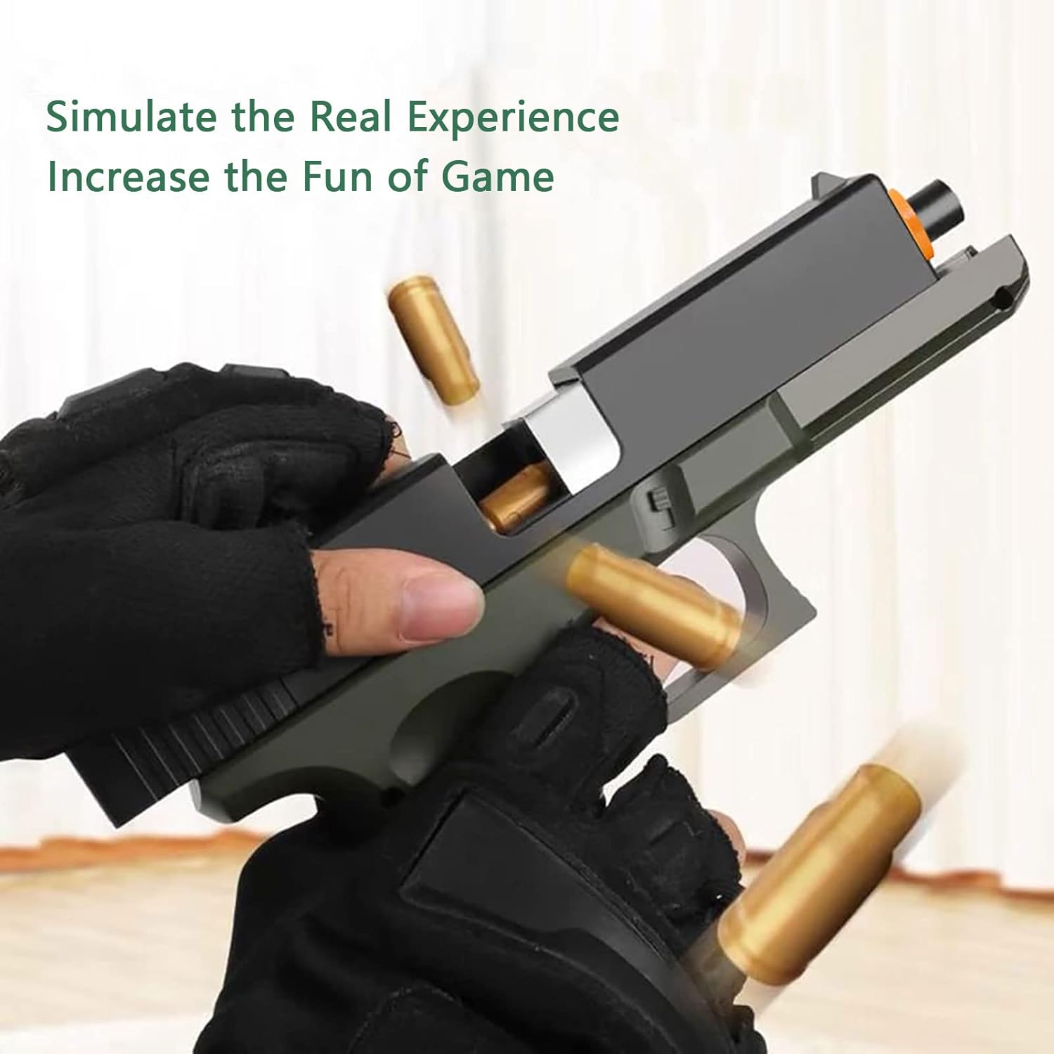 Pistol de jucarie cu gloante moi, Incarcare manuala, Ejectarea carcasei ...