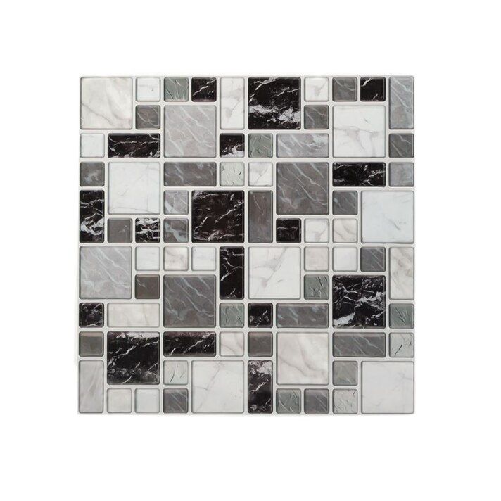 Autocolant din plastic cu aspect de marmura, Kopenpal, Gri/Alb, 26x26 ...