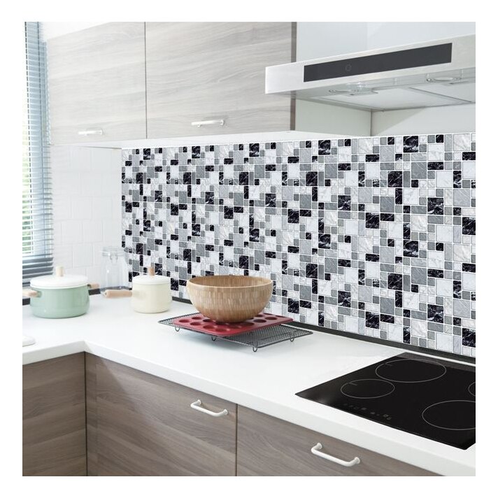 Autocolant din plastic cu aspect de marmura, Kopenpal, Gri/Alb, 26x26 ...