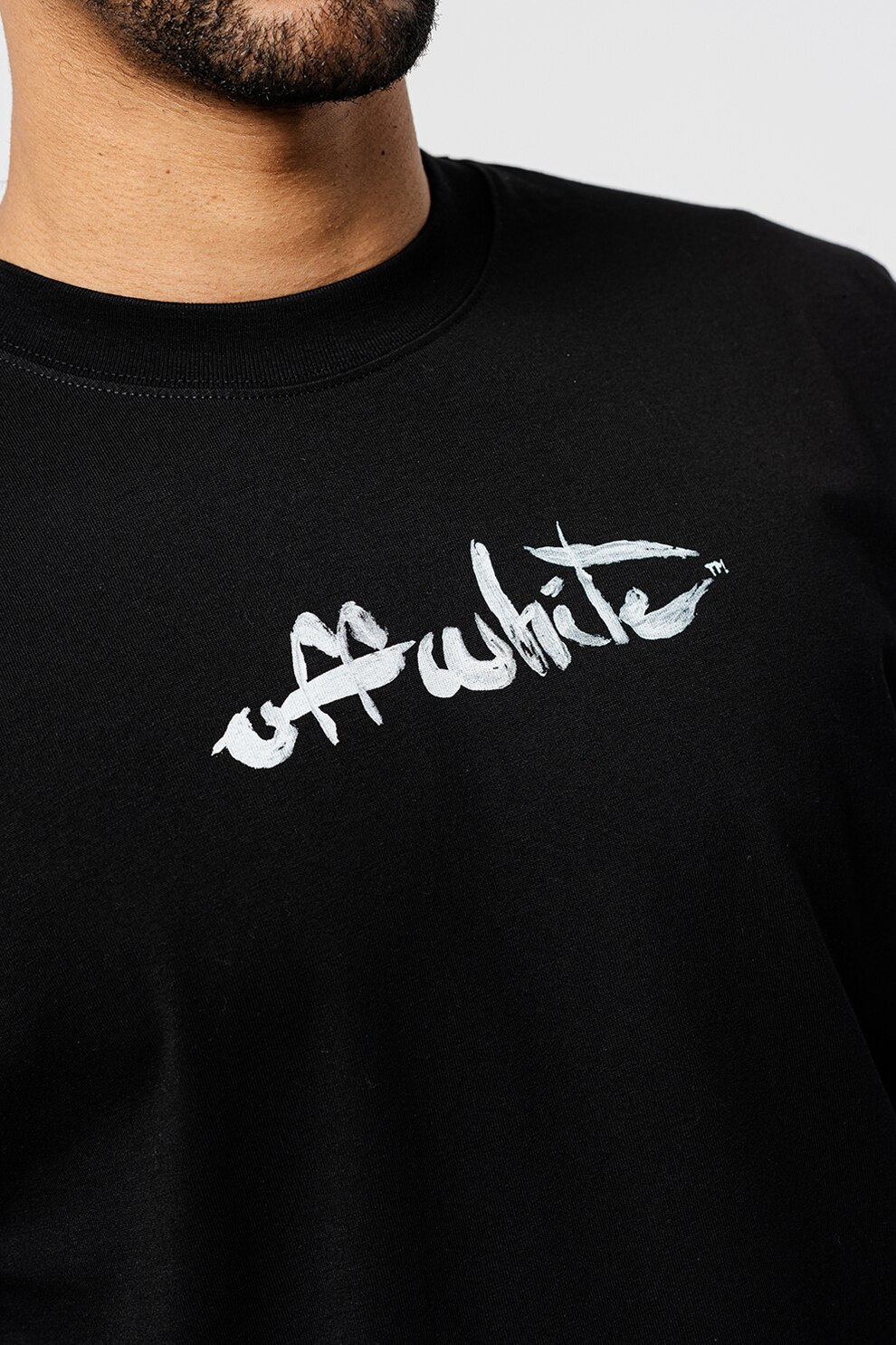 OFF-WHITE, Tricou slim fit Paint Arrow, Alb, Negru, XL - eMAG.ro