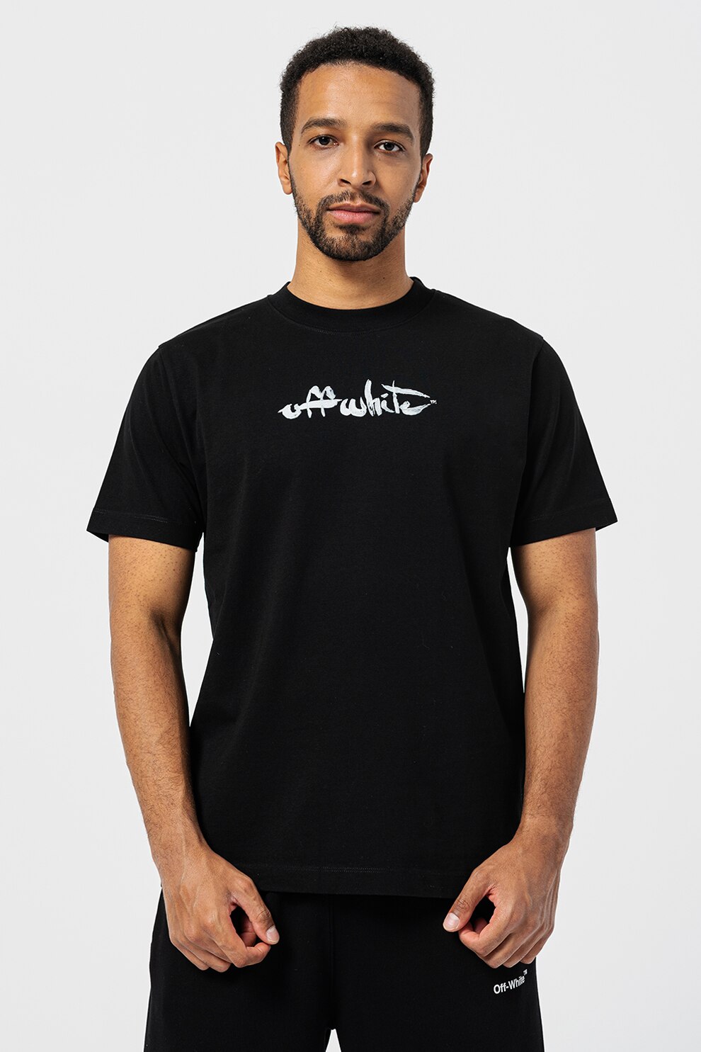 OFF-WHITE, Tricou slim fit Paint Arrow, Alb, Negru, XL - eMAG.ro
