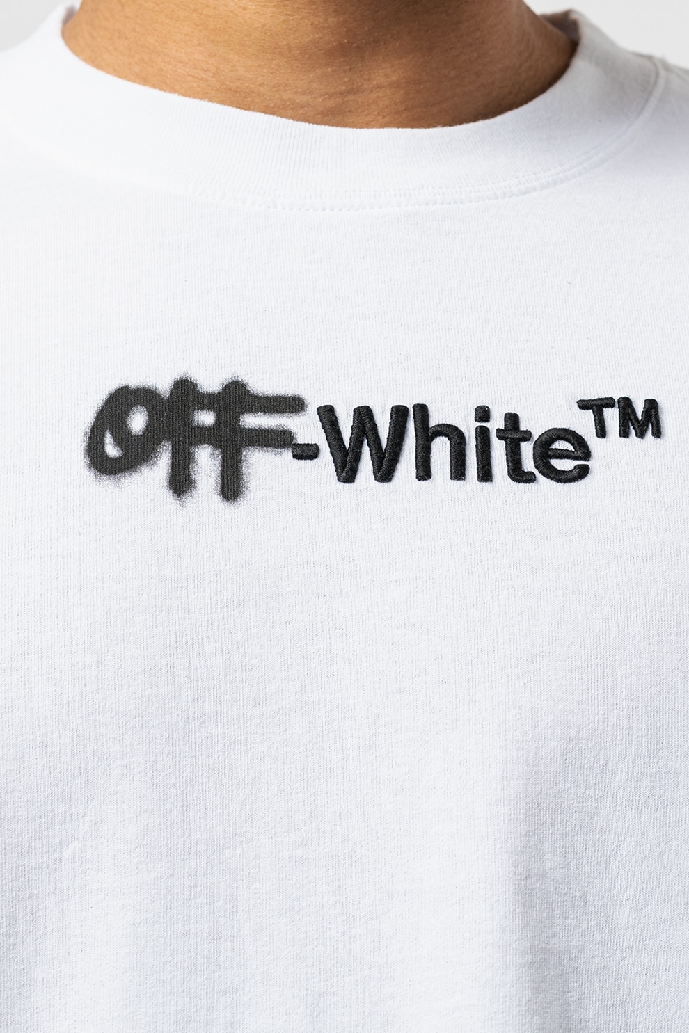 OFF-WHITE, Tricou supradimensionat cu logo, Alb, Argintiu, Negru, XS ...