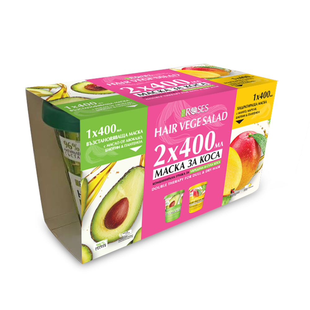 Set 2 masti de par, Nature of Agiva, Avocado&Mango, 400 ml - eMAG.ro