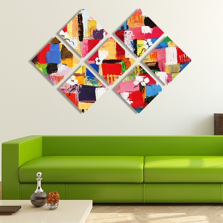 Декорация за стена ARTECO design Арт Кръпки, 7 части, Канава 100% памук ...