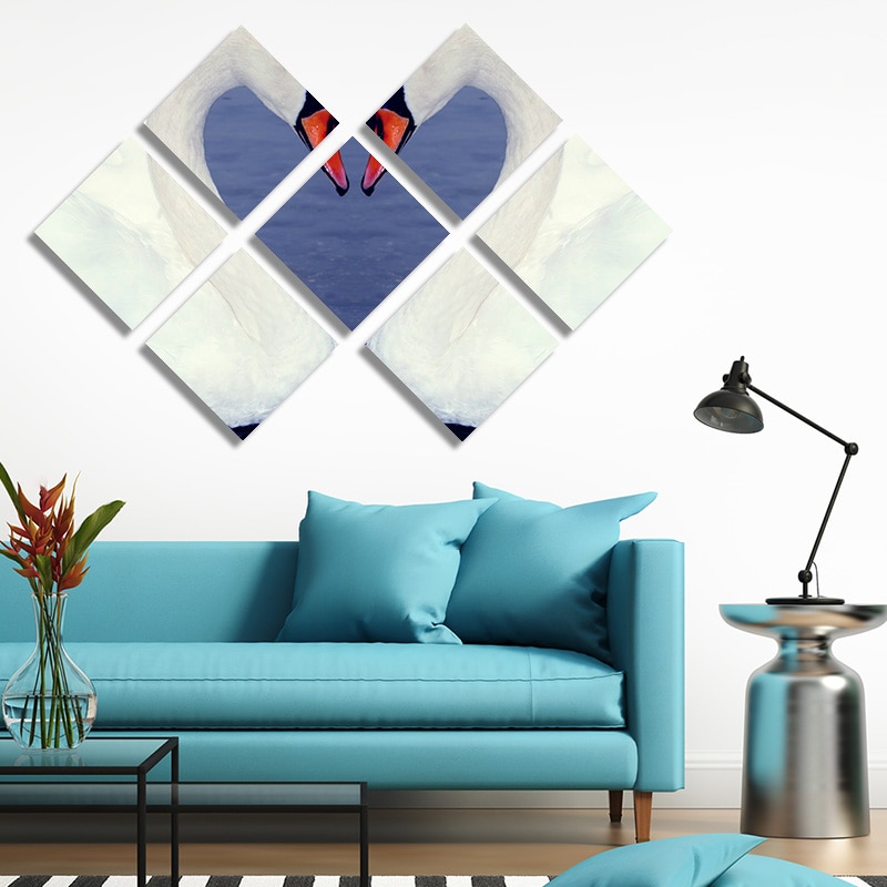 Декорация за стена ARTECO design Влюбени Лебеди, 7 части, Канава 100% ...