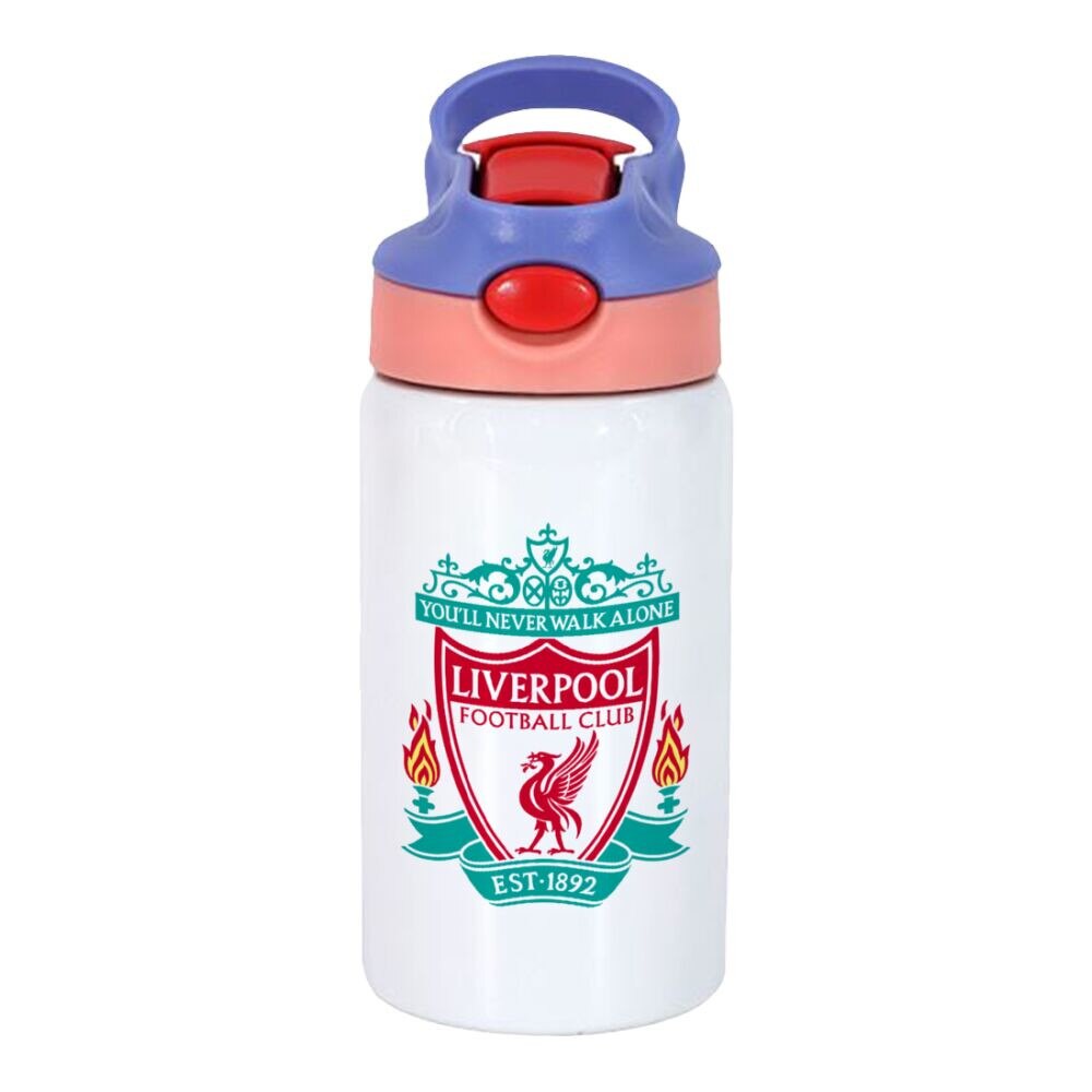 Termos copii, Logo Liverpool, Otel inoxidabil, 350ml, Roz/Alb - eMAG.ro