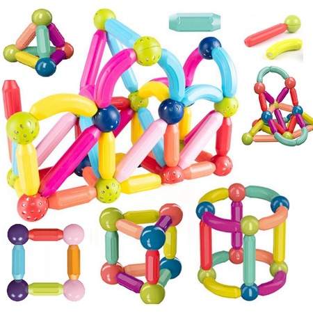 Set Piese Magnetice Educationale idealStore MagicKids Stick, 65 Piese ...