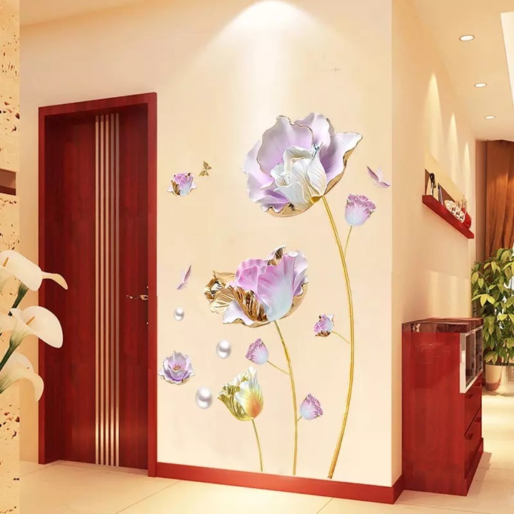 Sticker Decorativ pentru Perete si Mobila, Flori Trandafiri Criogenati ...