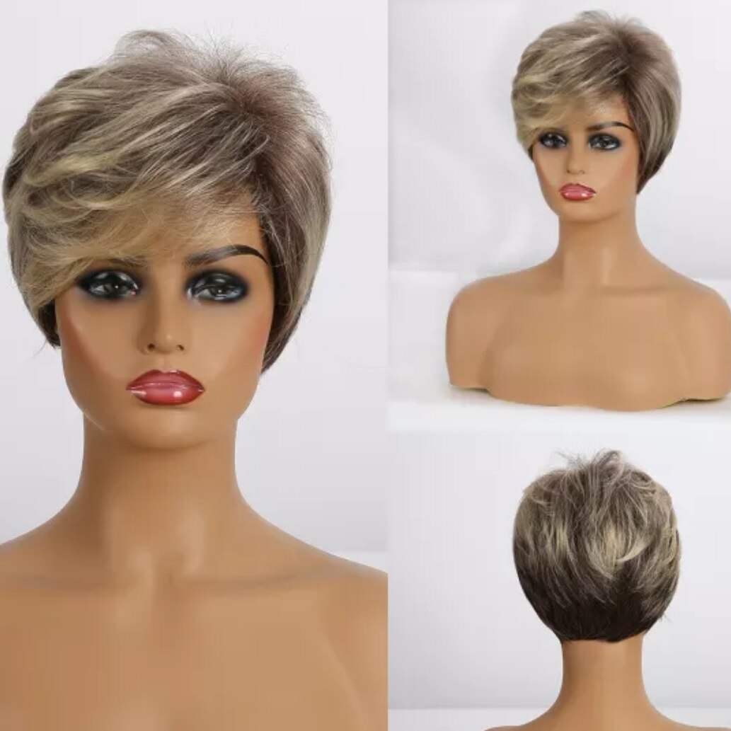 Peruca scurta Ombre BLOND, Animis Beauty, fibra sintetica cu aspect ...