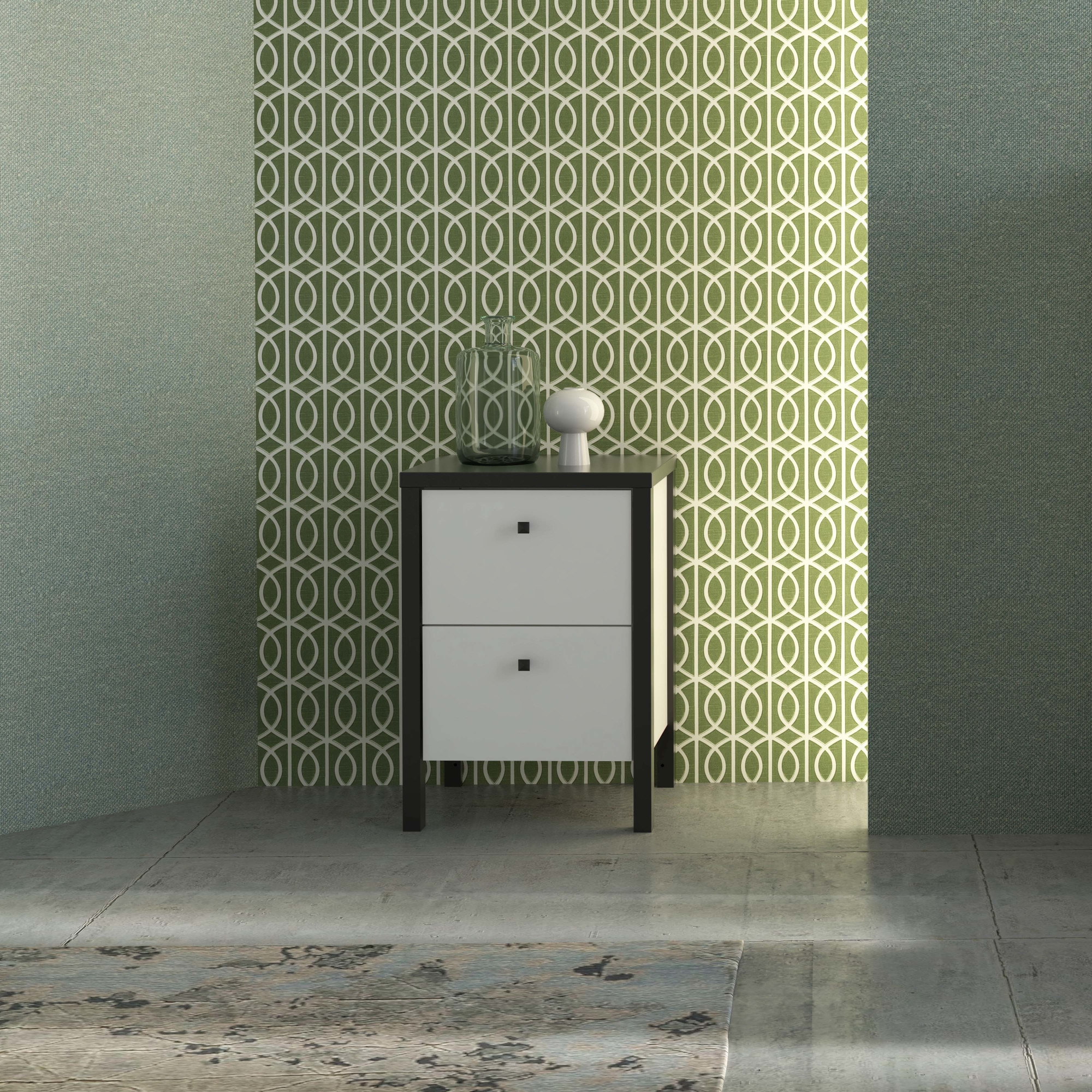 Noptiera dormitor moderna cu 2 sertare Duo 35x51x30.6 cm Occident ...