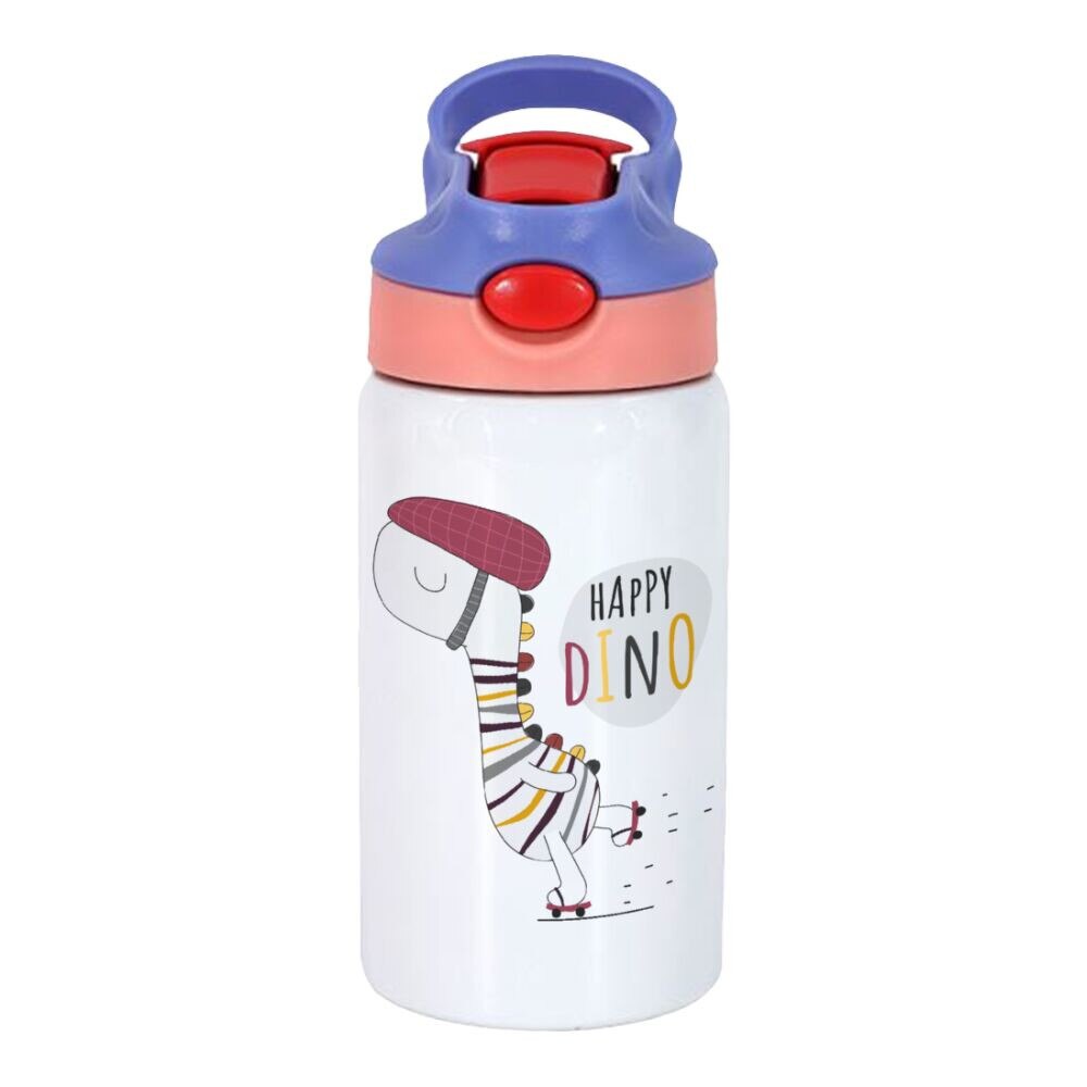 Termos Happy Dino, Pentru copii, Inox, 350 ml, Capac Roz/Violet - eMAG.ro