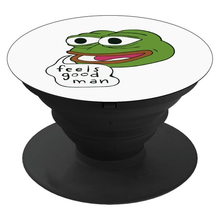 Suport adeziv pentru telefon PopSocket, Pepe the Frog, Universal, Negru ...