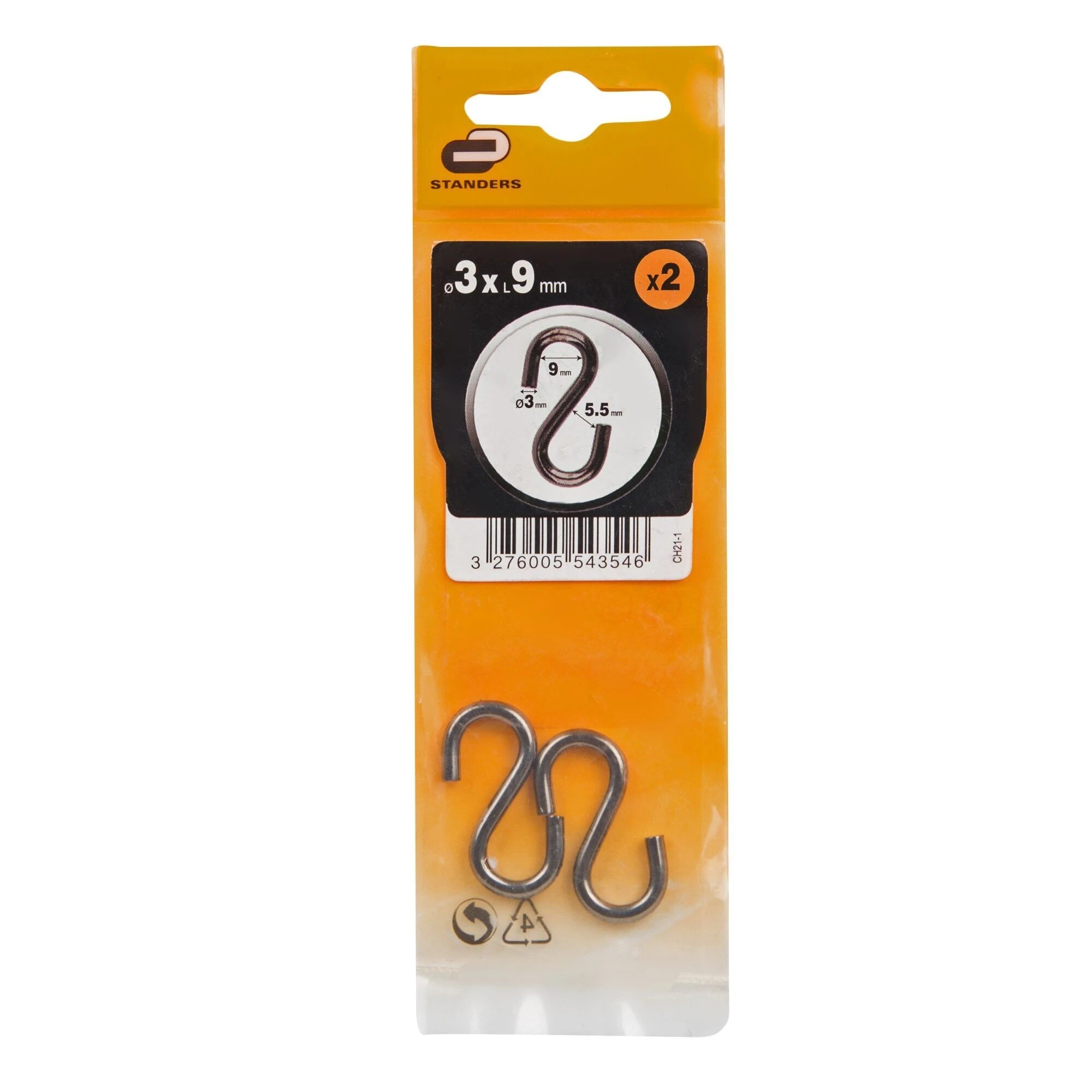 Set 2 Carlige S, otel cromat, 3 x 9 mm - eMAG.ro