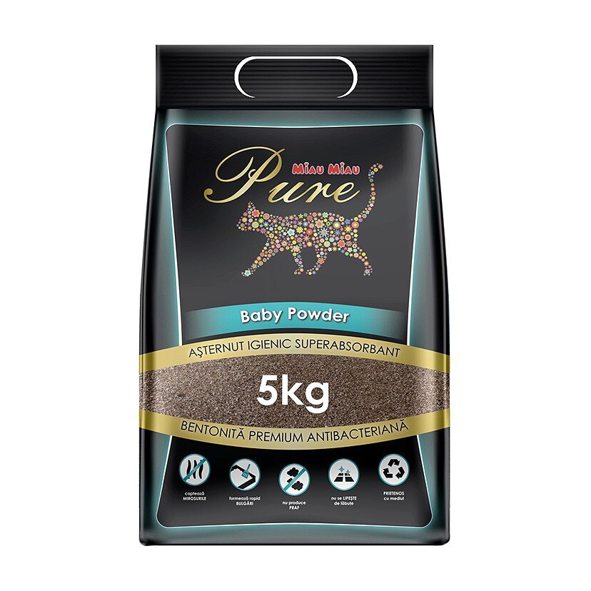 Котешка тоалетна Pure Baby Powder, Meow Meow, 5 кг - eMAG.bg