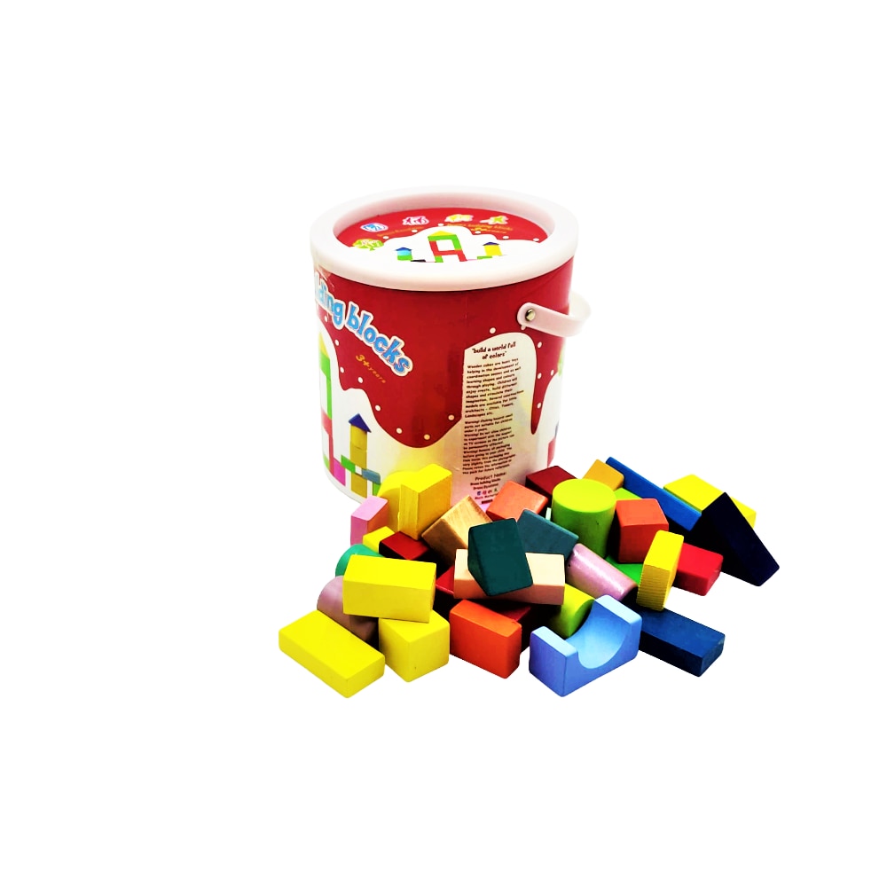 Cuburi din lemn colorate in galetuta cu capac, 40 piese - eMAG.ro