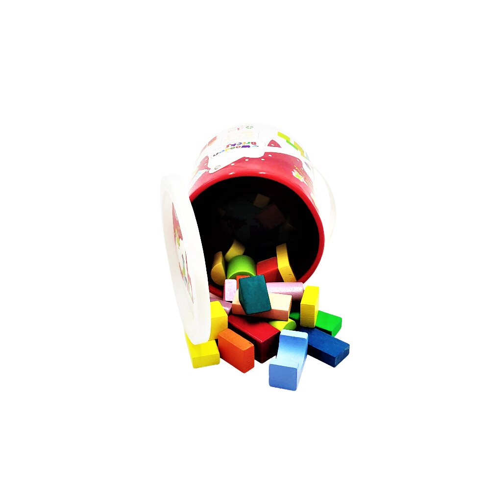 Cuburi din lemn colorate in galetuta cu capac, 40 piese - eMAG.ro