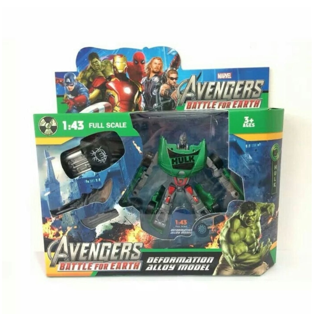 Figurina Robot Transformer, tip Hulk Avengers, 1:43, metal/plastic ...