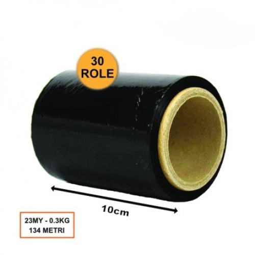 Set 30 Role Folie Stretch Neagra Sita, 100mm, 23my, 0.3kg, 134ml - eMAG.ro