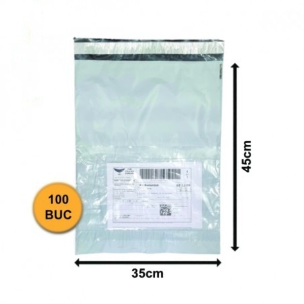 Set 100 bucati Pungi Curierat FB05+ Cu Buzunar AWB Sita, 350x450, 50mm, 60my - eMAG.ro