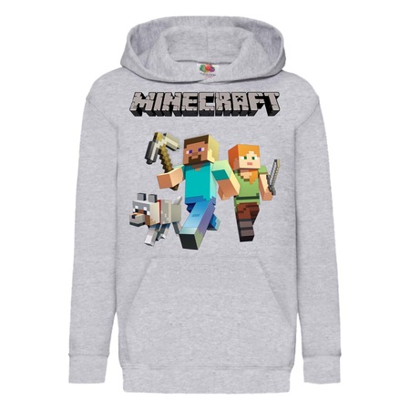 Hanorac copii Minecraft Tralala Minecraft 01, Gri melange, 12-13 ani ...