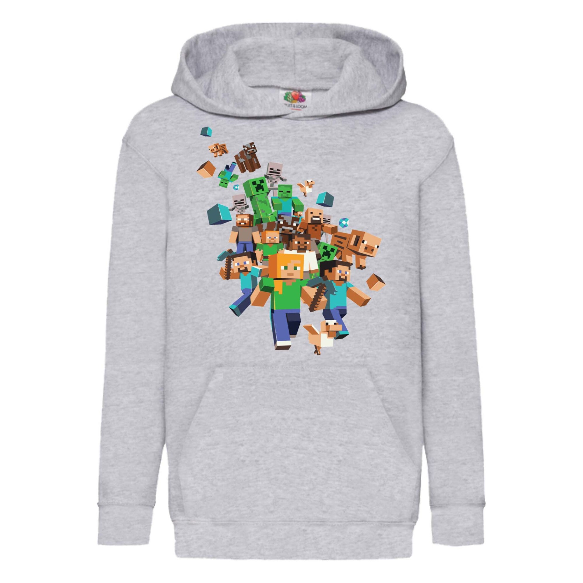 Hanorac copii Minecraft Tralala Minecraft 03, Gri melange, 5-6 ani (116 ...