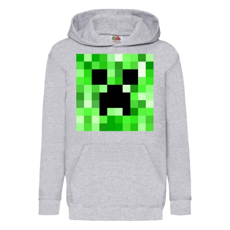 Hanorac copii Minecraft Tralala Minecraft Creeper Face 02, Gri melange ...