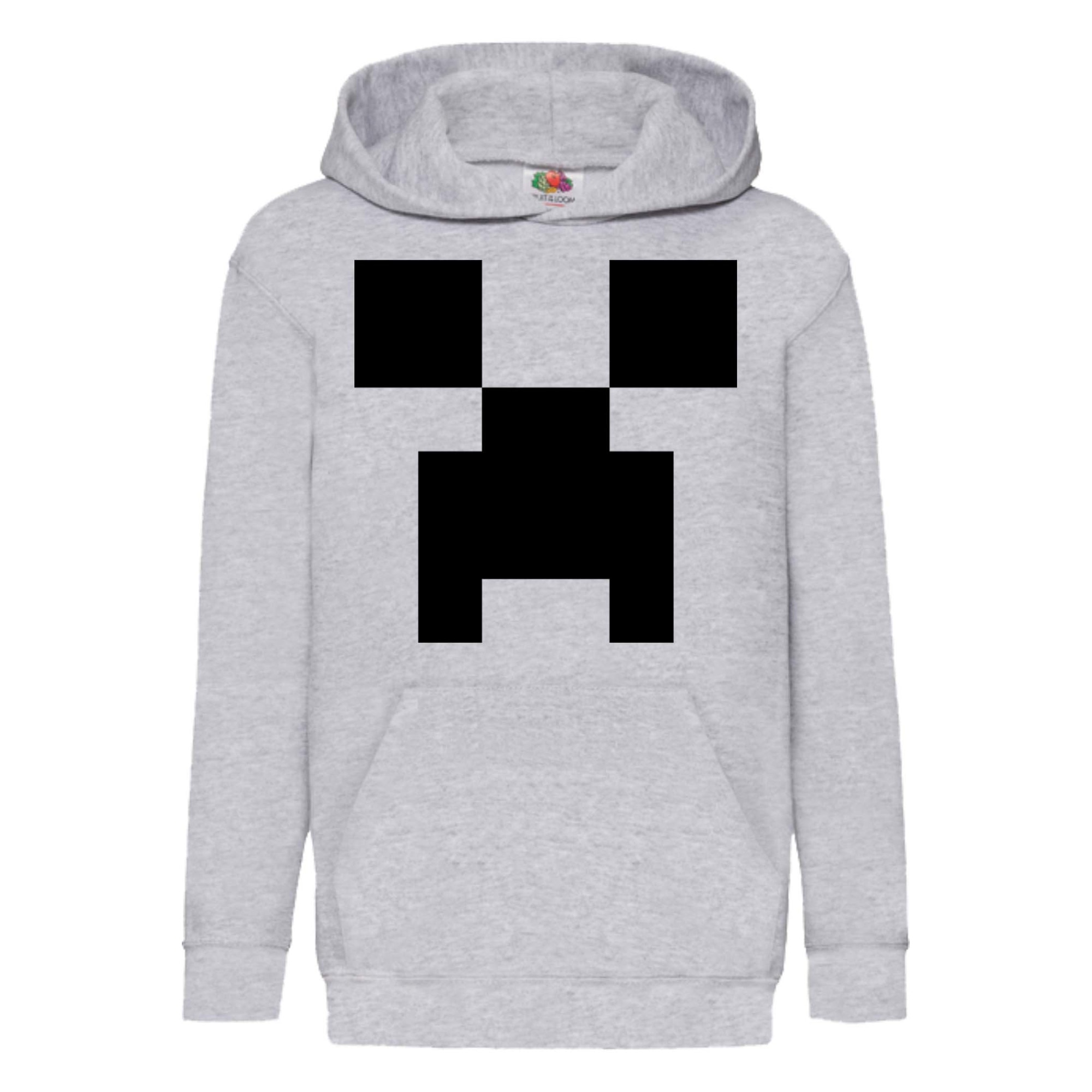 Hanorac copii Minecraft Tralala Minecraft Creeper Face 01, Gri melange ...