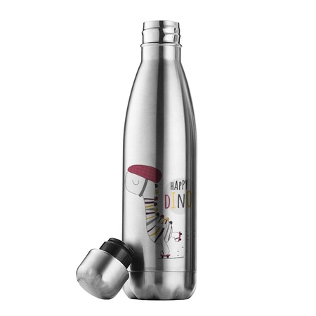 Termos Travel Flask, Model Happy Dino, Perete dublu, Inox, 500 ml ...