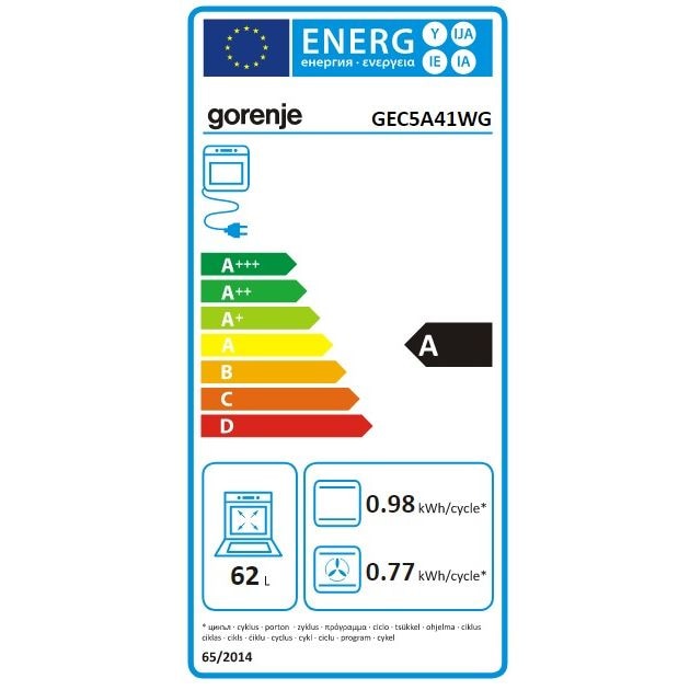 Готварска печка Gorenje, GEC5A41WG, 62 л, 4 зони за готвене, Бял - eMAG.bg