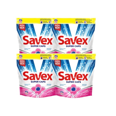 Set 4 x Detergent rufe automat Savex Super Caps Semana Perfume, 42 ...