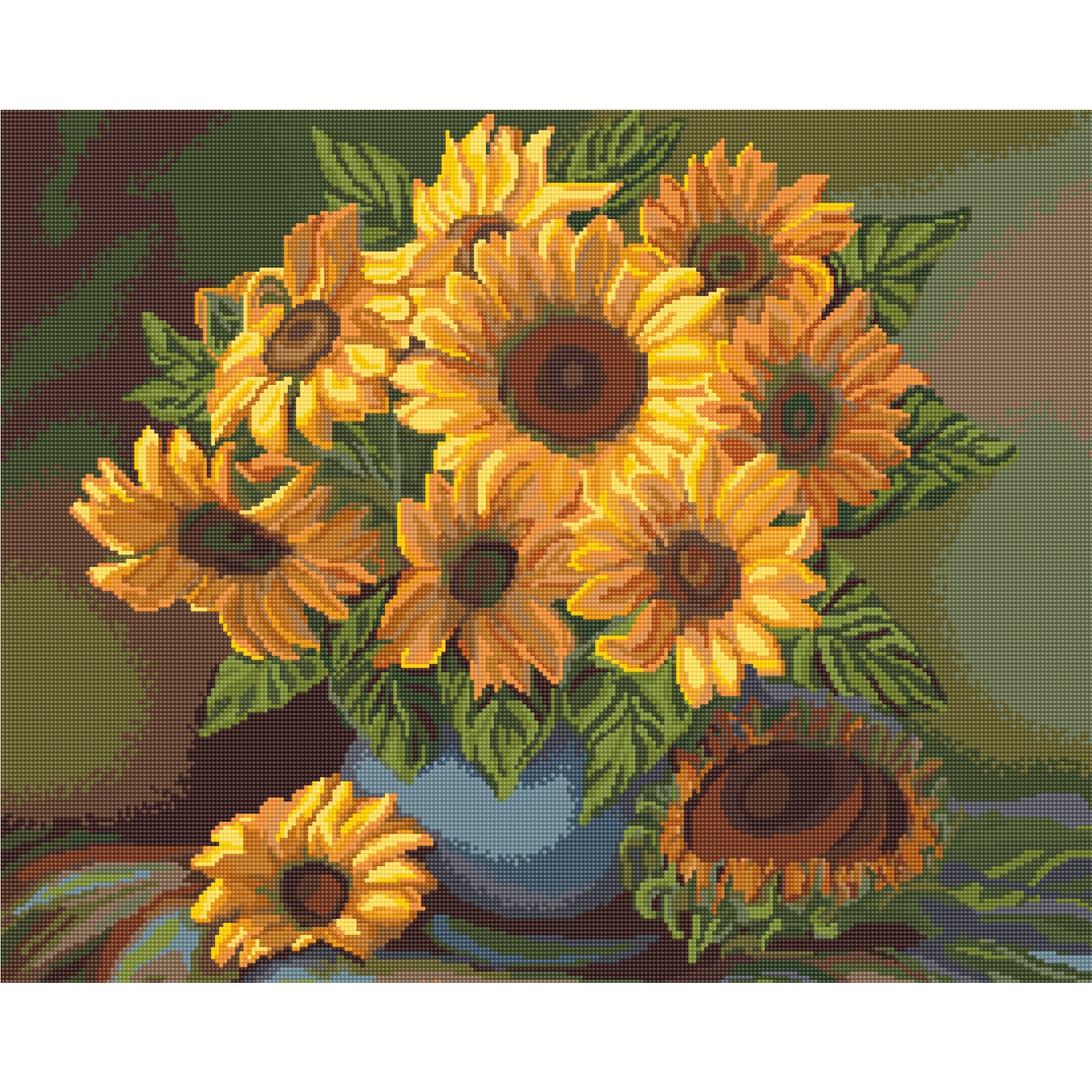 Set goblen de cusut, cu diagrama, Vaza cu floarea soarelui, 27,5x22cm ...