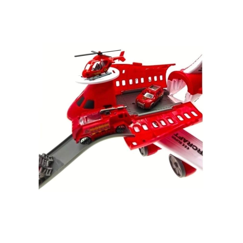 Set Avion Cargo cu 3 masinute, un elicopter, pista si semne de ...