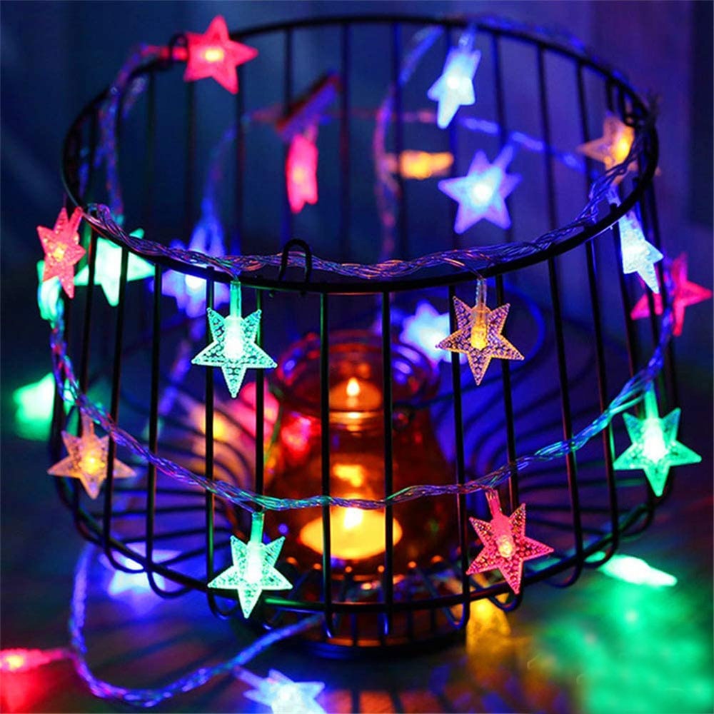 Sir Lumini Colorate SIKS, 6 m, Fir Transparent, LED Tip Stele, 40 Led ...